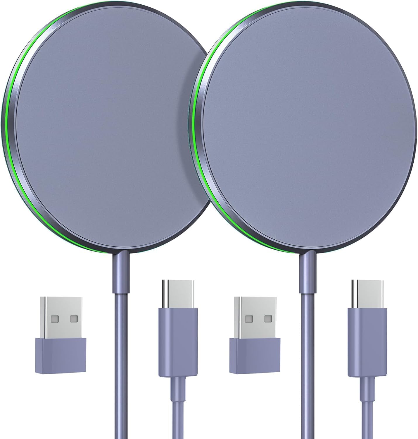 Amazon.com: 2 Pack Magnetic Wireless Charger 15W Fast Apple Mag-Safe ...