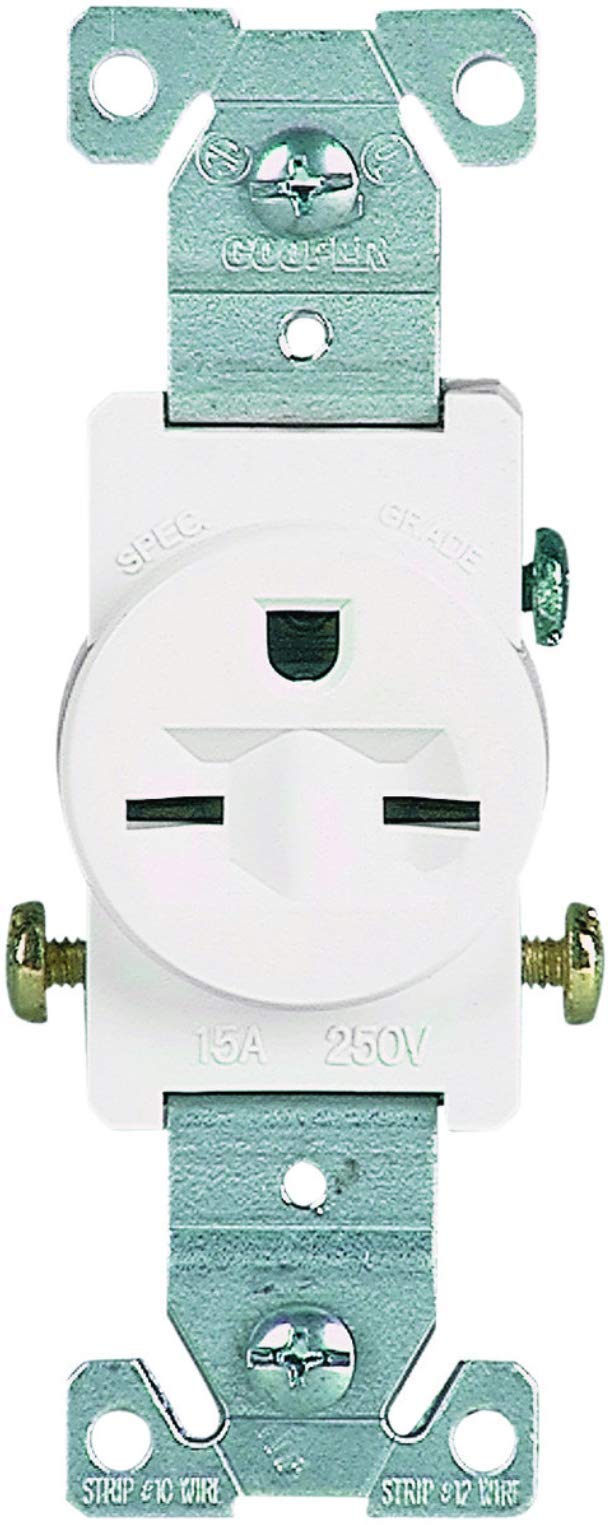 Cooper Wiring 816W-BOX Receptacle Wht 2Pole 15A 250V - Electrical ...