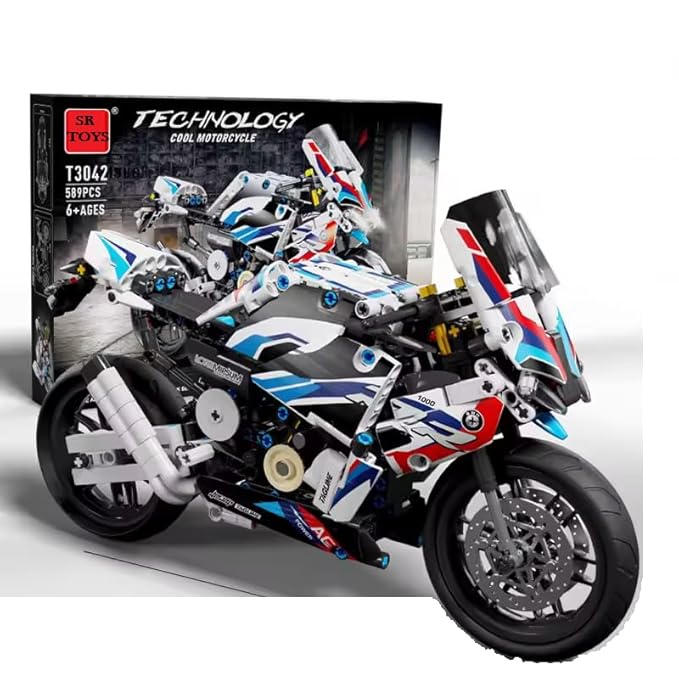 SR TOYS Technic Racing Motorbike Building Blocks Set, 589 Pcs Motocross ...