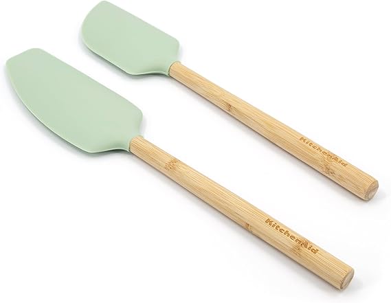 KitchenAid - Spatula Set, 2-Piece Silicone Spatulas with Bamboo Handles ...