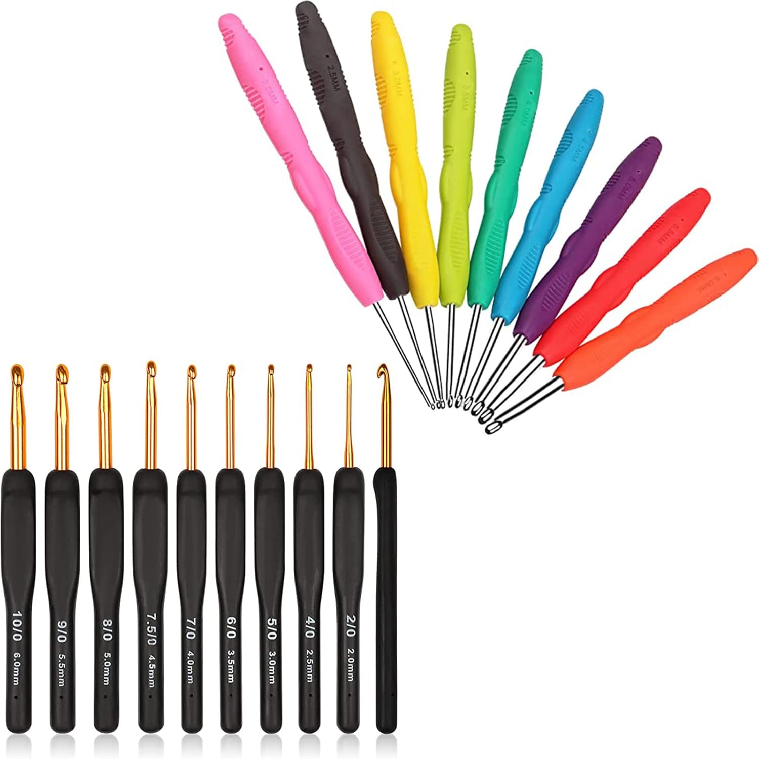 Amazon.com: Coopay Black Gold Crochet Hooks Needles Ergonomic Soft ...