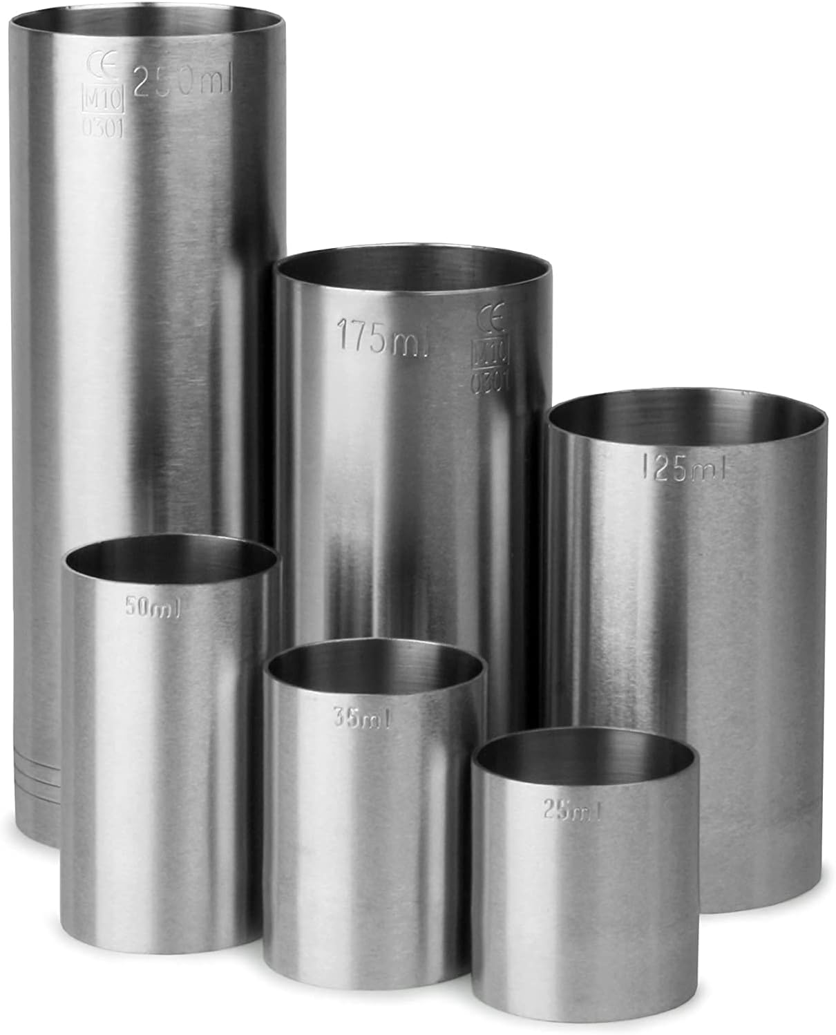 Bartopia Thimble Wine Measures Bundle Set, Stainless Steel, Silver, 20 ...