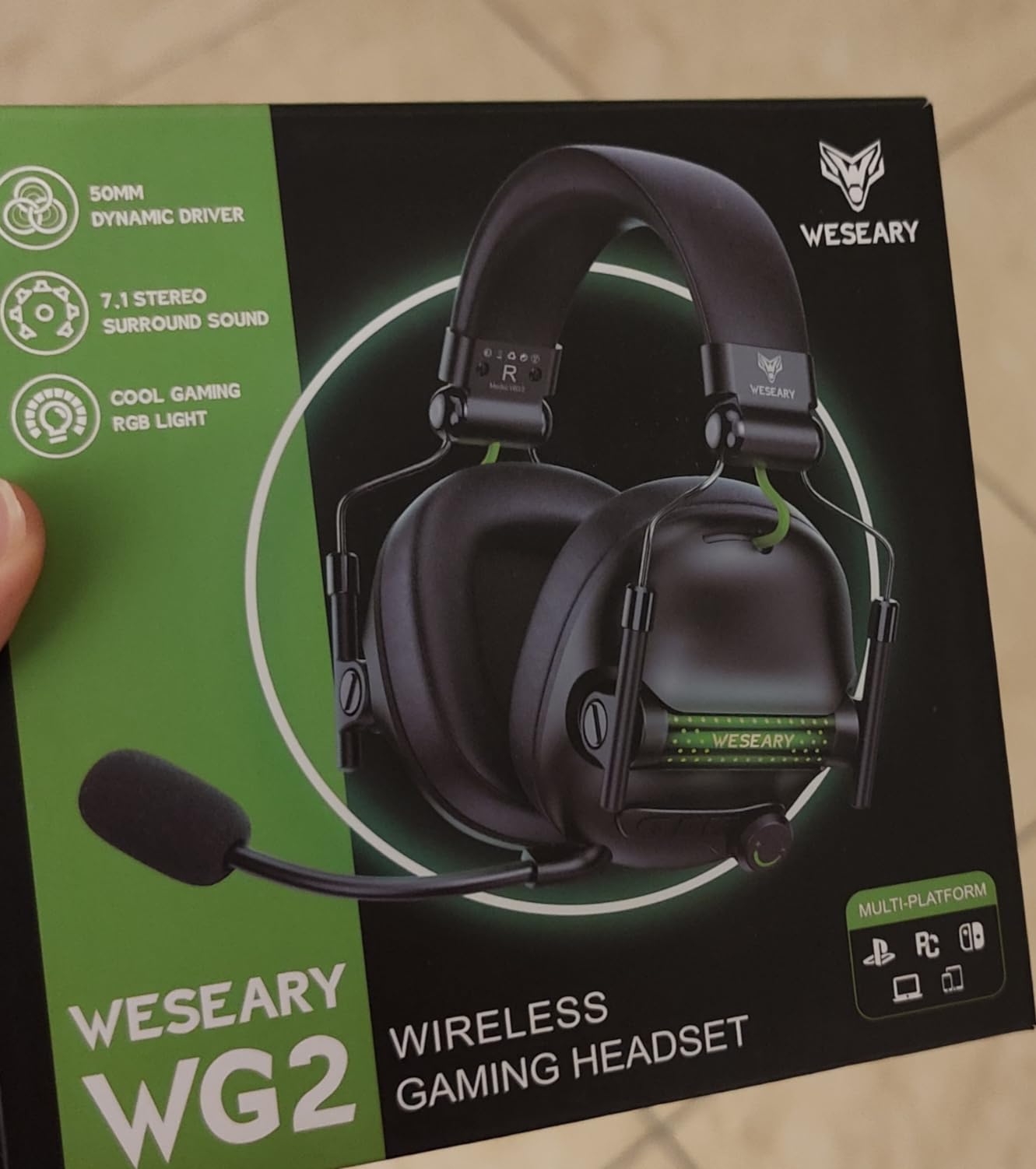 WESEARY WG2 Cuffie Gaming Wireless Over Ear, 2,4 GHz Cuffie Gaming con ...