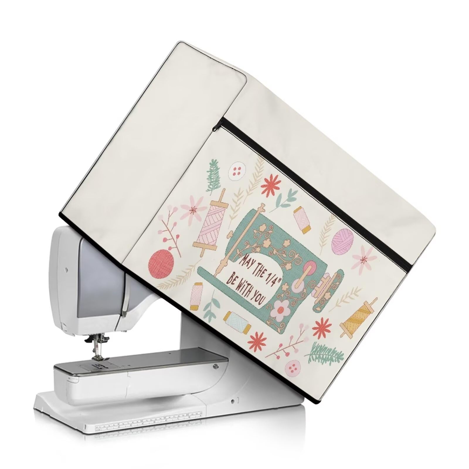 Amazon.com: Fuojuvelie Sewing Theme Sewing Machine Cover Fabric Sewing ...