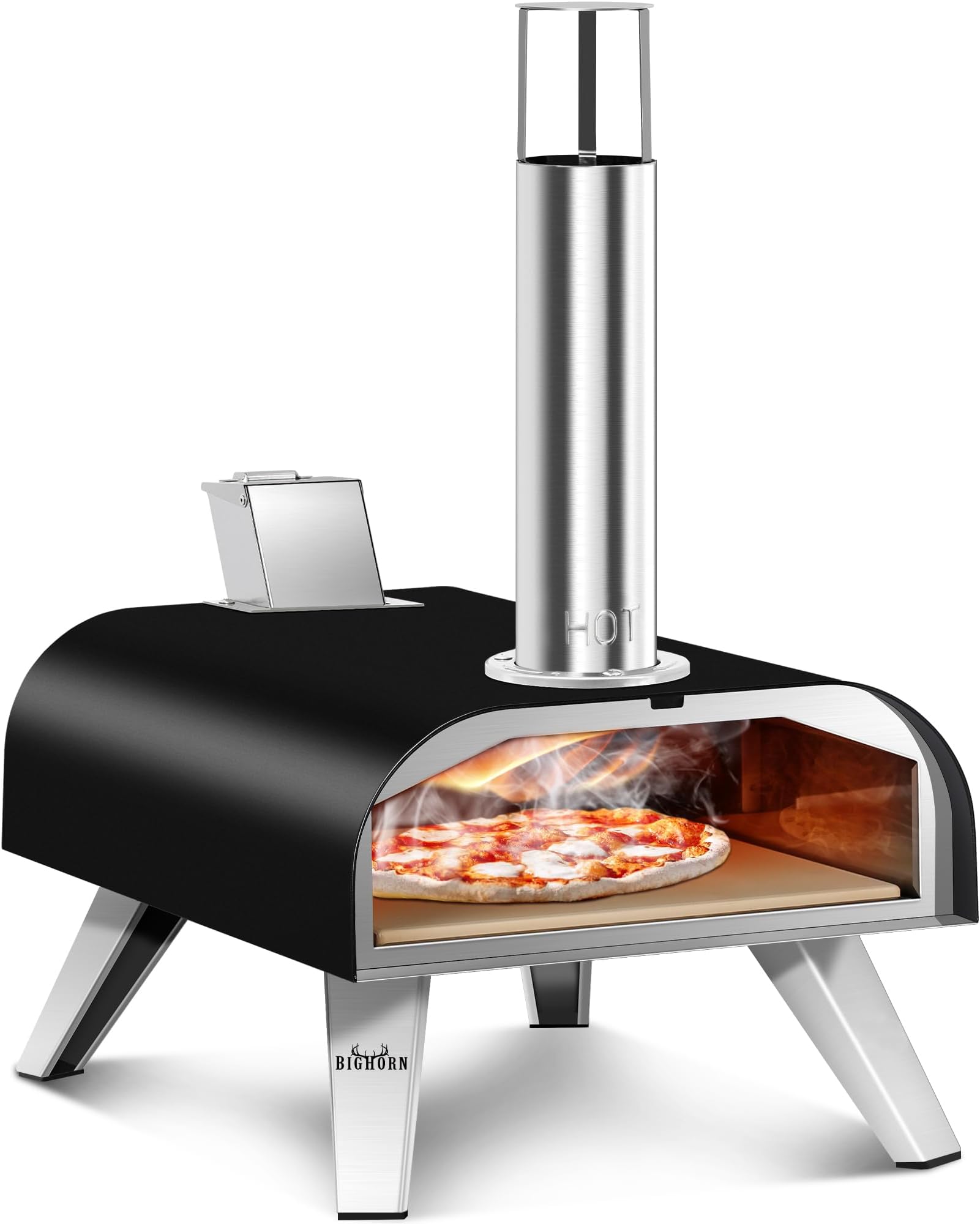 BIG HORN OUTDOORS Pizza Ovens Wood Pellet 12” Pizza Oven Cooking Pizza ...