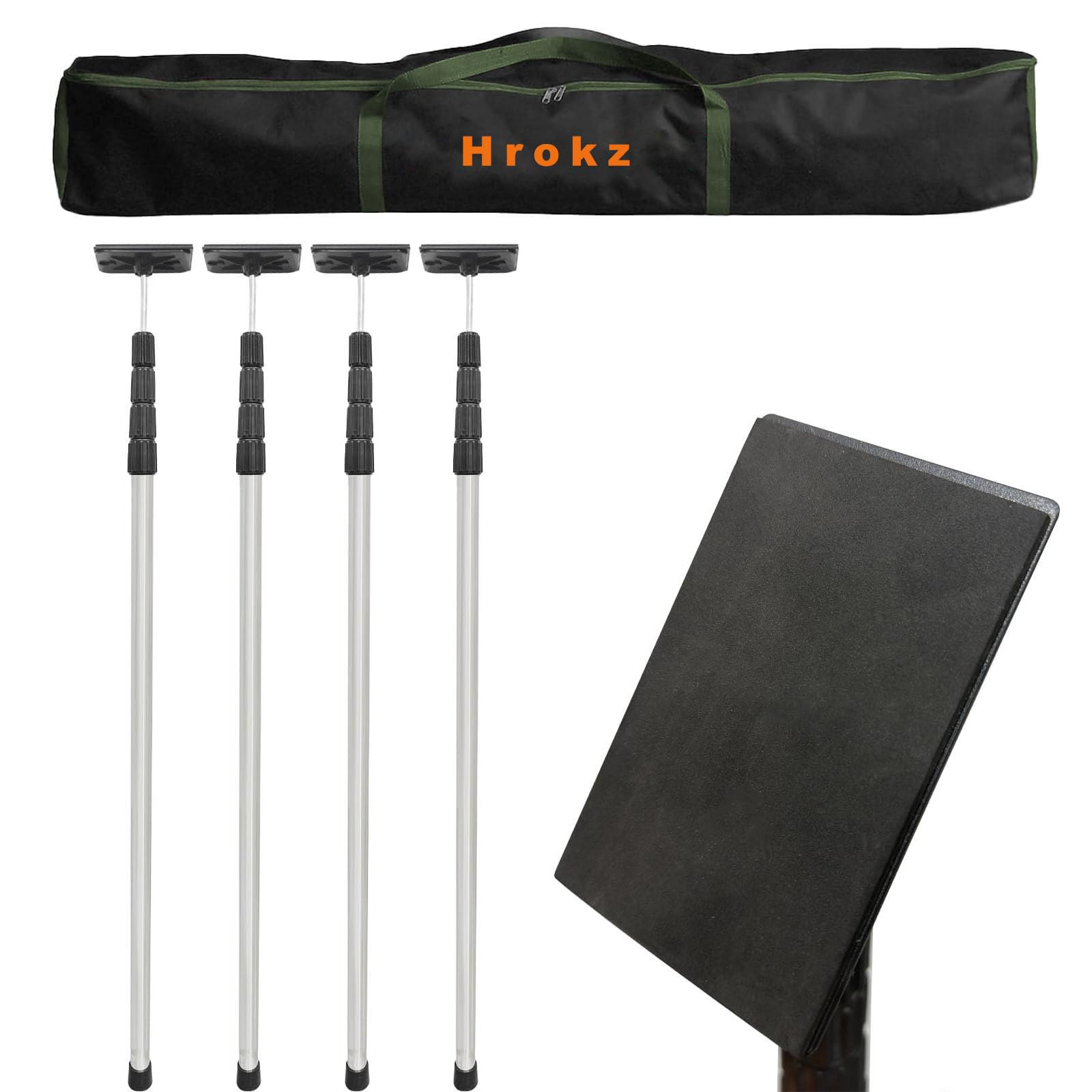 12FT Dust Barrier Poles 4 Pack, Stainless Steel Retractable Zipper Wall ...