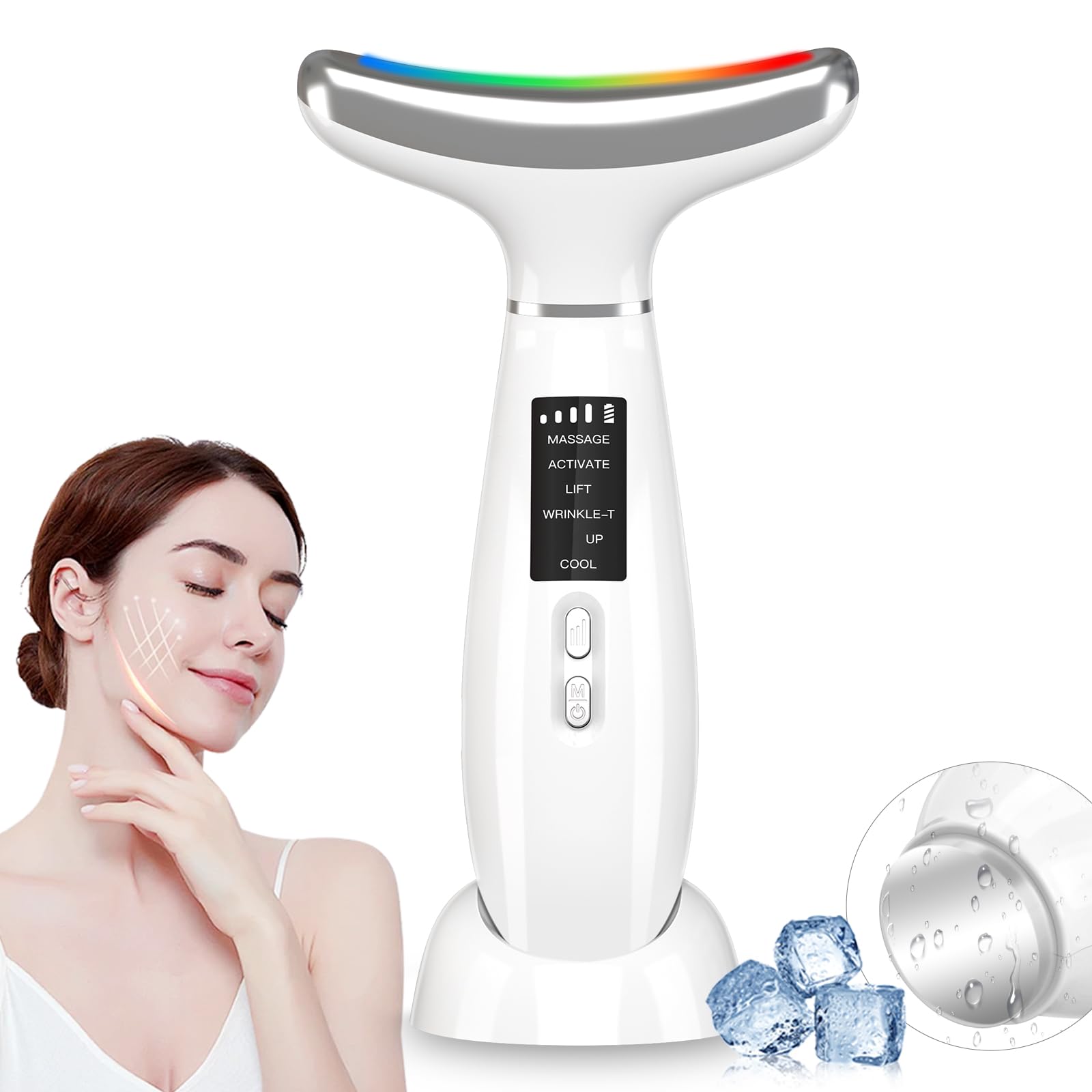 Thermal and Cooling Function Face Massager 4 Colors LED Facial Neck ...