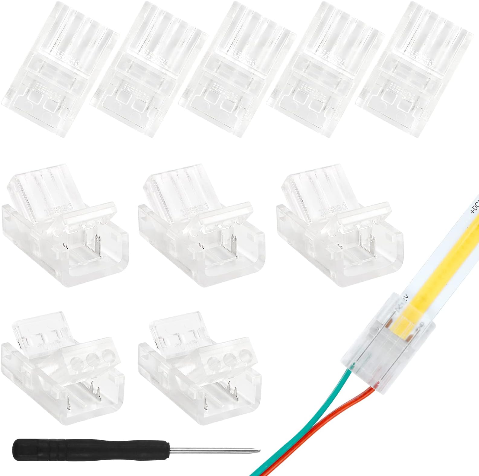 Aroidful 10Pcs 2 Pin 10mm COB LED Strip Light Connectors Gapless ...