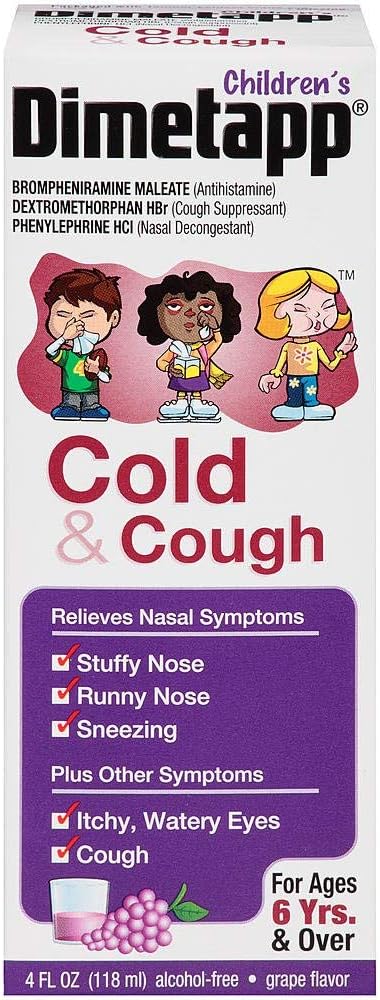 Amazon.com: Pack of 4 DIMETAPP Elixir Cough/Cold 4 OZ : Health & Household