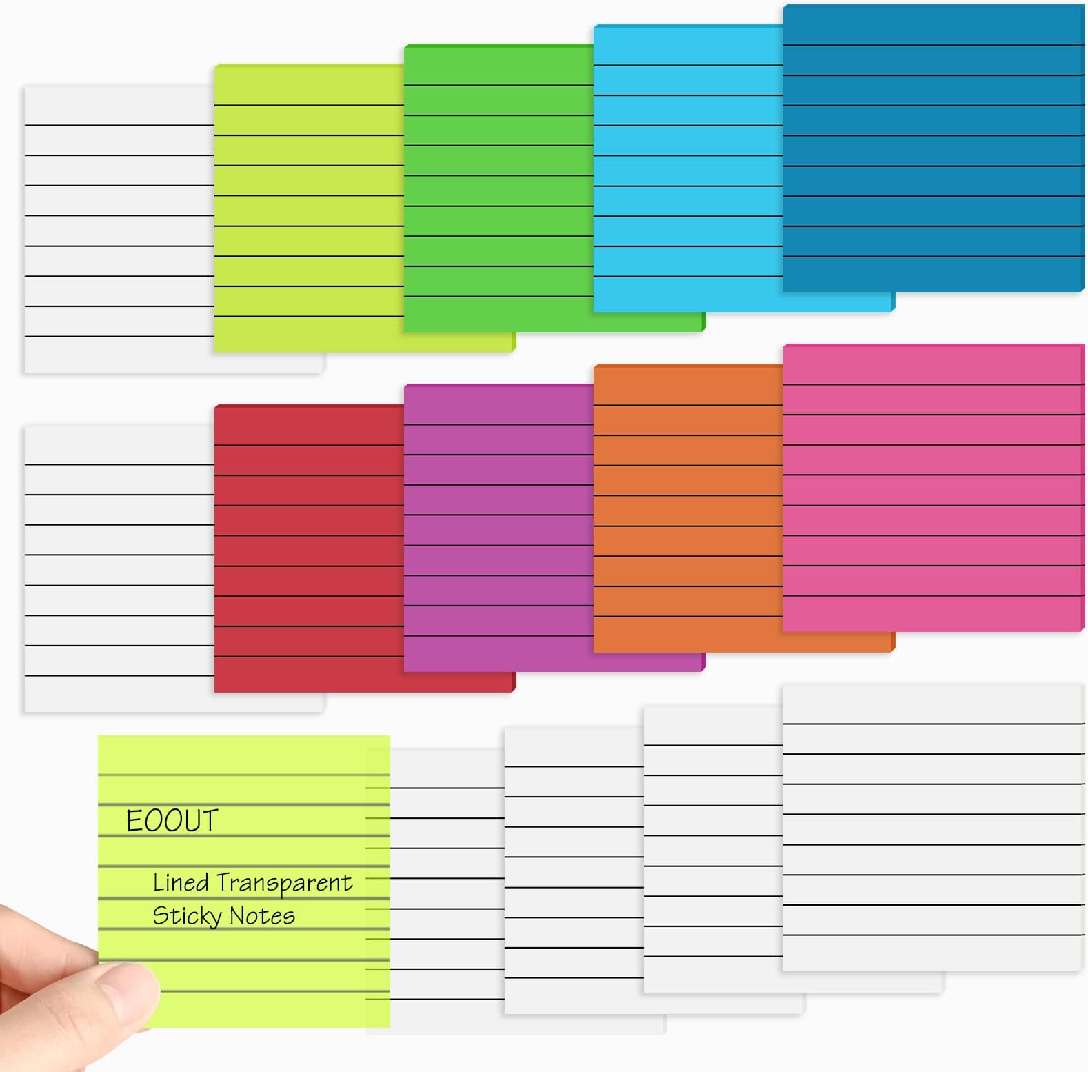 Amazon.com : EOOUT 700 Sheets Lined Transparent Sticky Notes 3x3 Inch ...