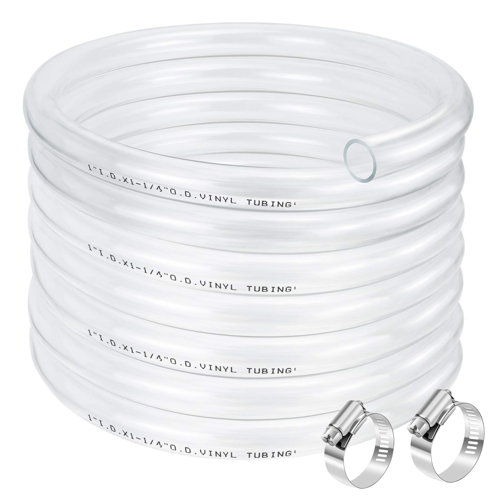Buy 1" ID 1.25" OD Clear Vinyl Tubing-25 Ft, 45PSI, Flexible Plastic ...