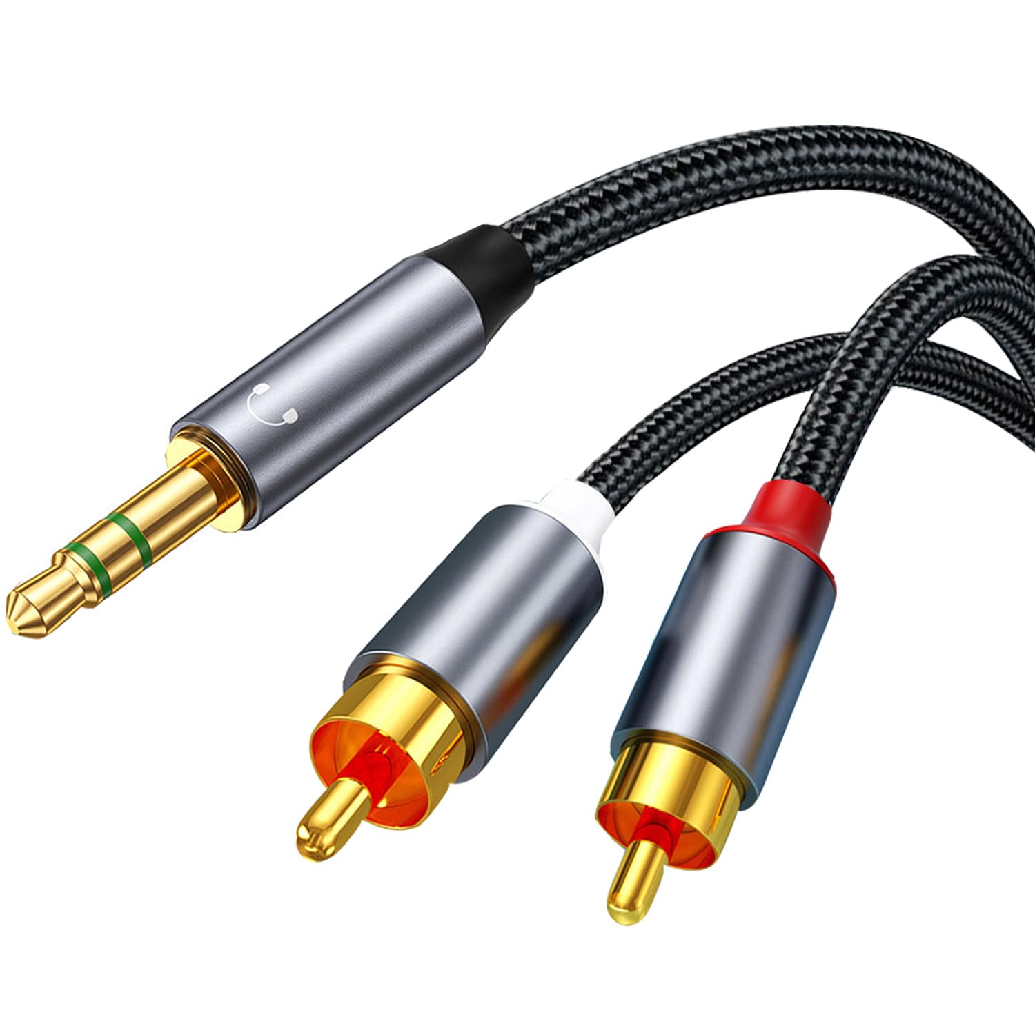 Amazon.com: TIEDXIOY RCA to 3.5mm Aux Cable Braided, 4FT 3.5mm to 2 RCA ...