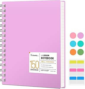 HIUKOOKA Spiral Notebooks - A5 Wirebound Lined Notebooks, 300 Pages ...