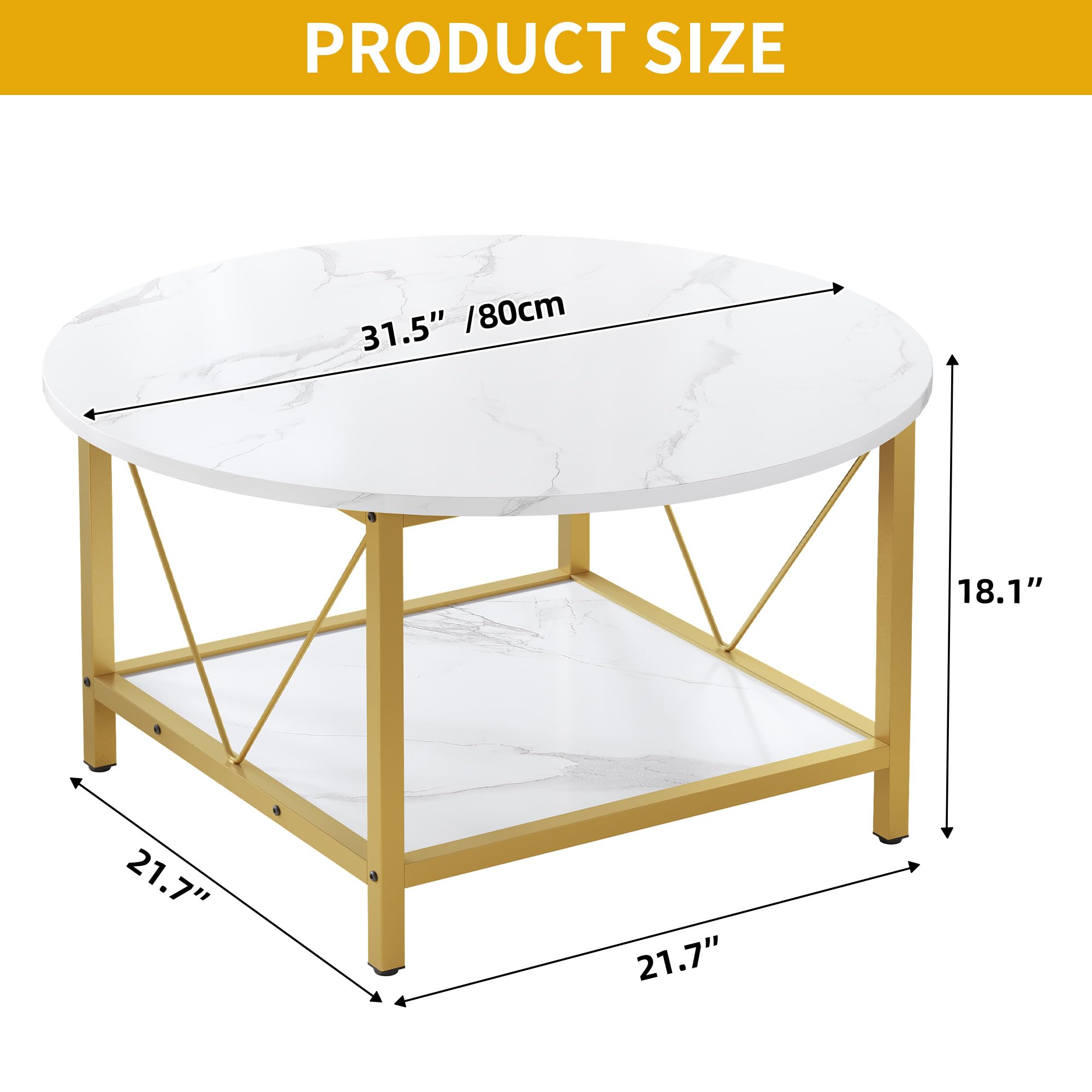 Snapklik.com : DWVO Round Coffee Table, Coffee Tables For Living Room ...