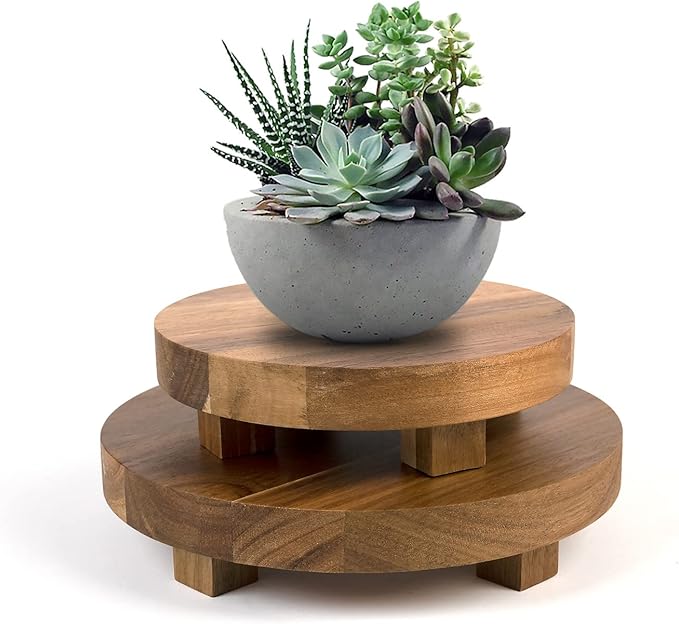 Amazon.com: Mavurve Wood Riser 2Pcs 7-9 Inch Wood Pedestal Stand Round ...