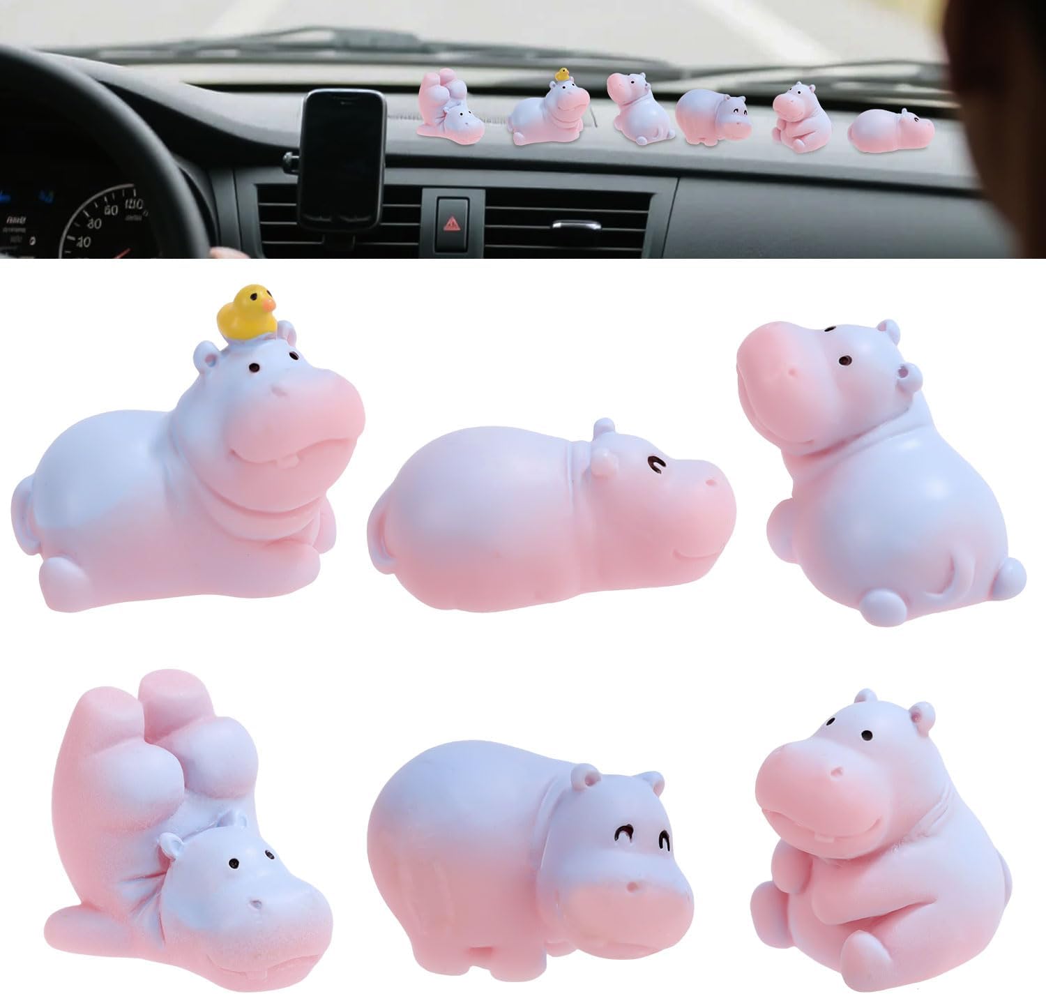 Amazon.com: Lyreh 6pcs Mini Hippopotamus, 6 Sizes Resin Cute Car ...