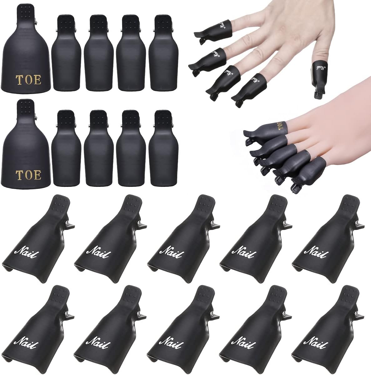 Amazon.com : KINGMAS 10 Pcs Gel Nail Polish Remover Clips, Plastic ...