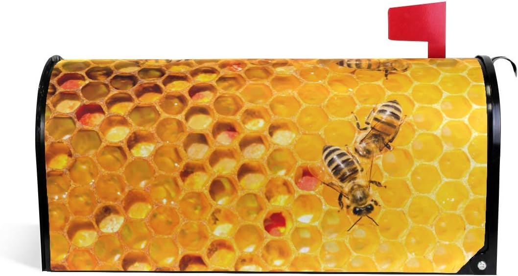 Amazon.com: Summerout Bees On Honeycomb Magnetic Mailbox Cover ...