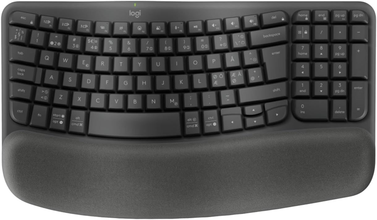 Logitech Wave Keys - Wireless Ergonomic Keyboard with Padded Wrist ...