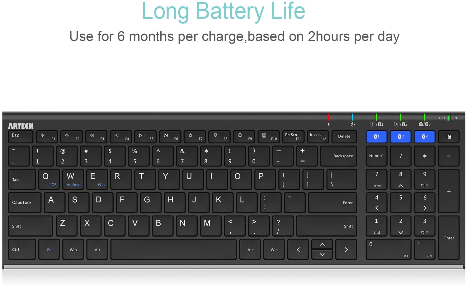 Buy Arteck HB193 Universal Bluetooth Keyboard Multi-Device Stainless ...