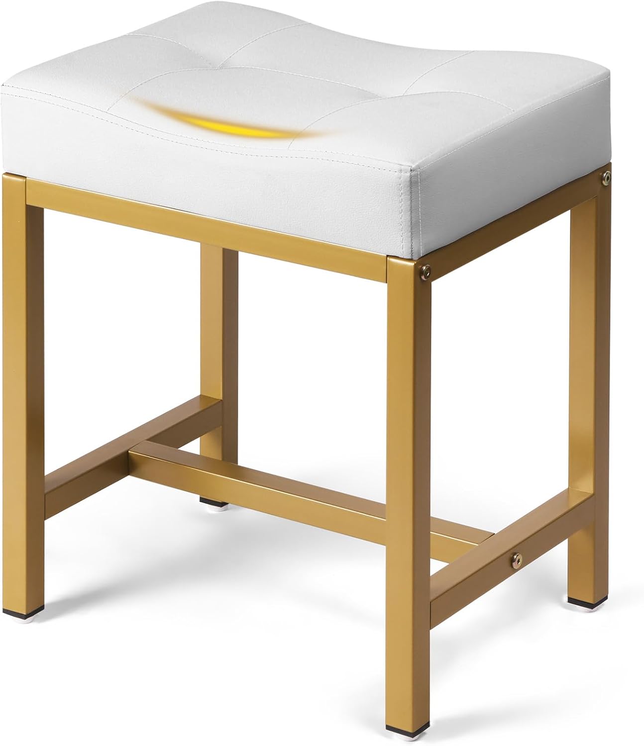 HYCFYJR U-shaped Vanity Stool, Square Makeup Stool with Metal Legs, PU ...