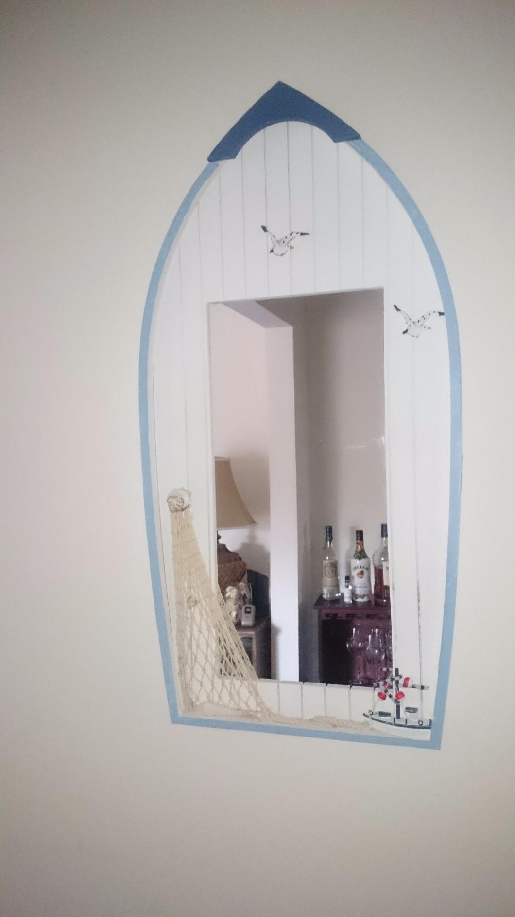 Amazon.com: Deco 79 Seaside Nautical Row Boat Mirror Decor with Fishing ...
