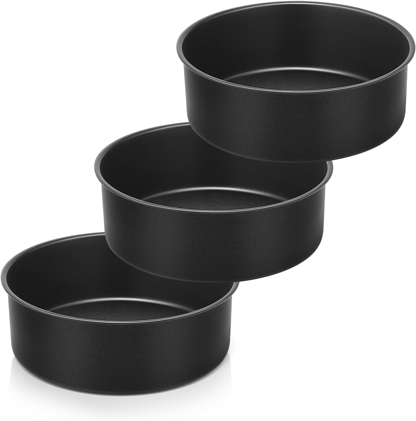 HaWare 8 inch Cake Tin Set of 3, Non-Stick Stainless Steel Deep Cake ...