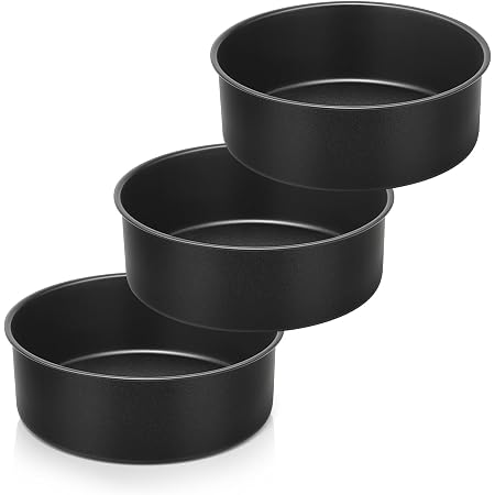 HaWare 8 inch Cake Tin Set of 3, Non-Stick Stainless Steel Deep Cake ...