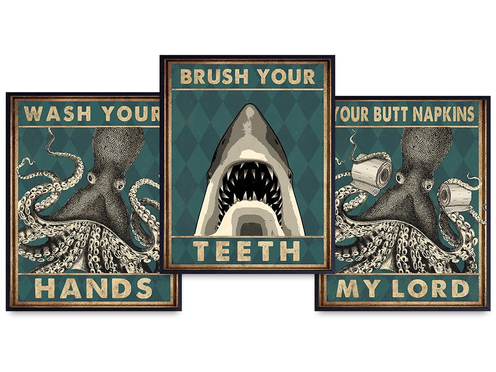 Amazon.com: Octopus Decor Shark Wall Decor - Wash Your Hands, Brush ...