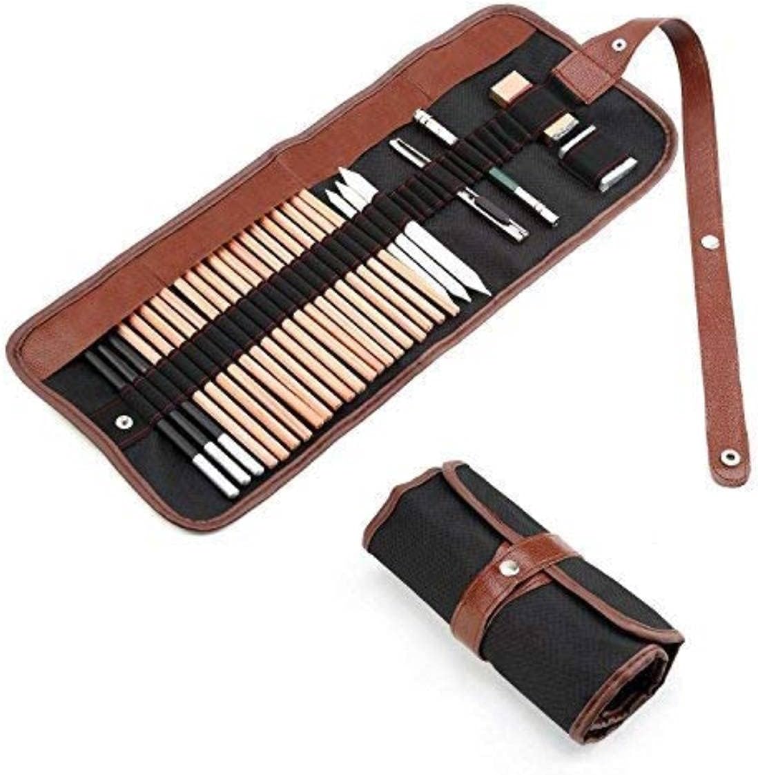 Pencil Sketching Set, 18Pcs Pen Charcoal Sketch Set with Knife Drawing ...