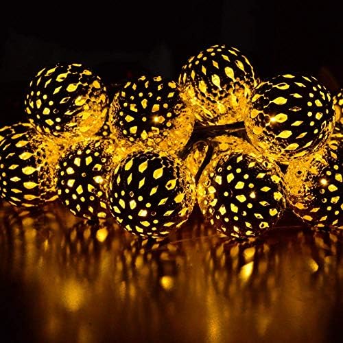 Solar String Lights Moroccan Ball 15ft 20LED Globe Fairy String Lights ...