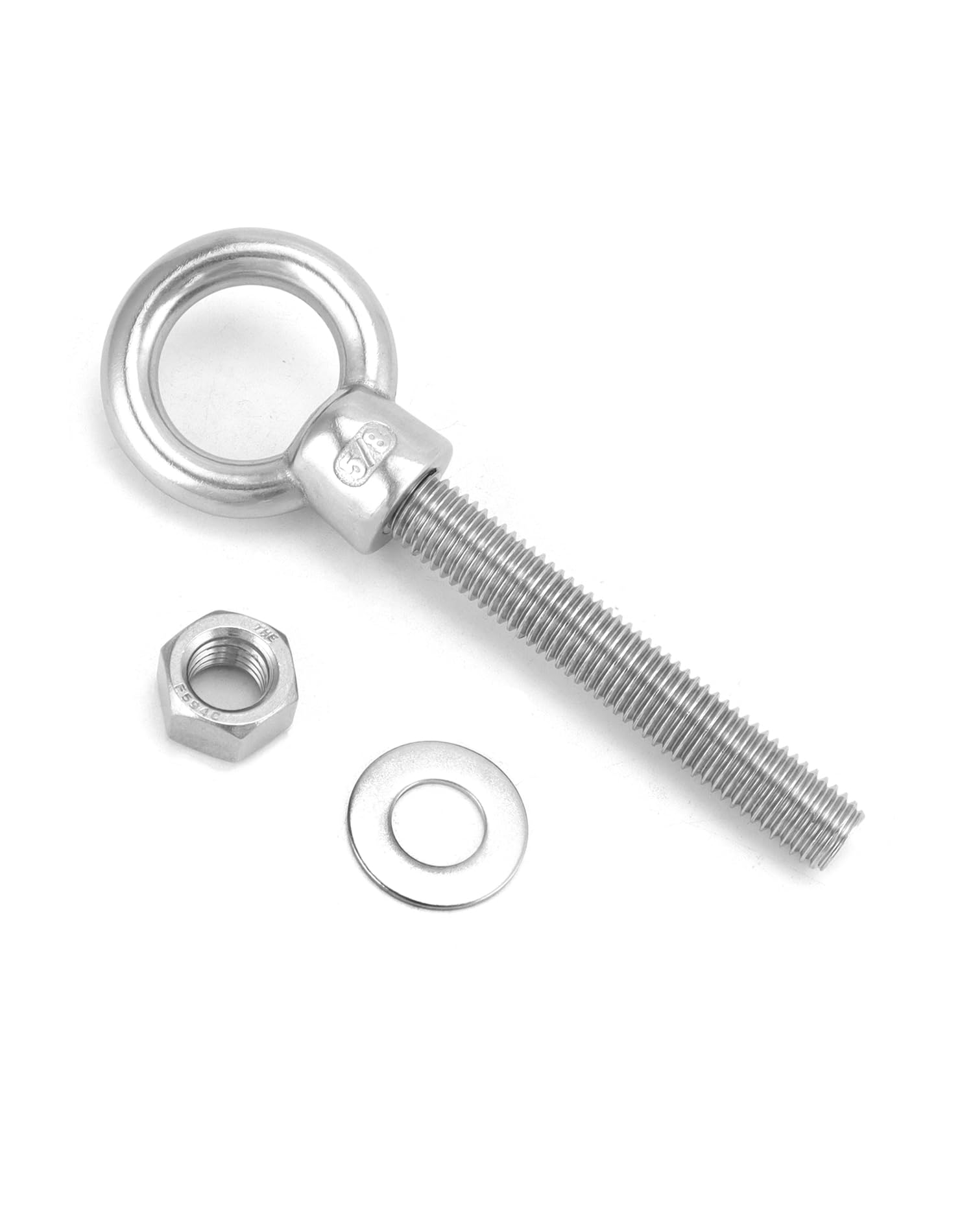 Snapklik.com : Threaded Eyebolts, 5 Pack 5/8" X 4" Long Stainless Steel ...