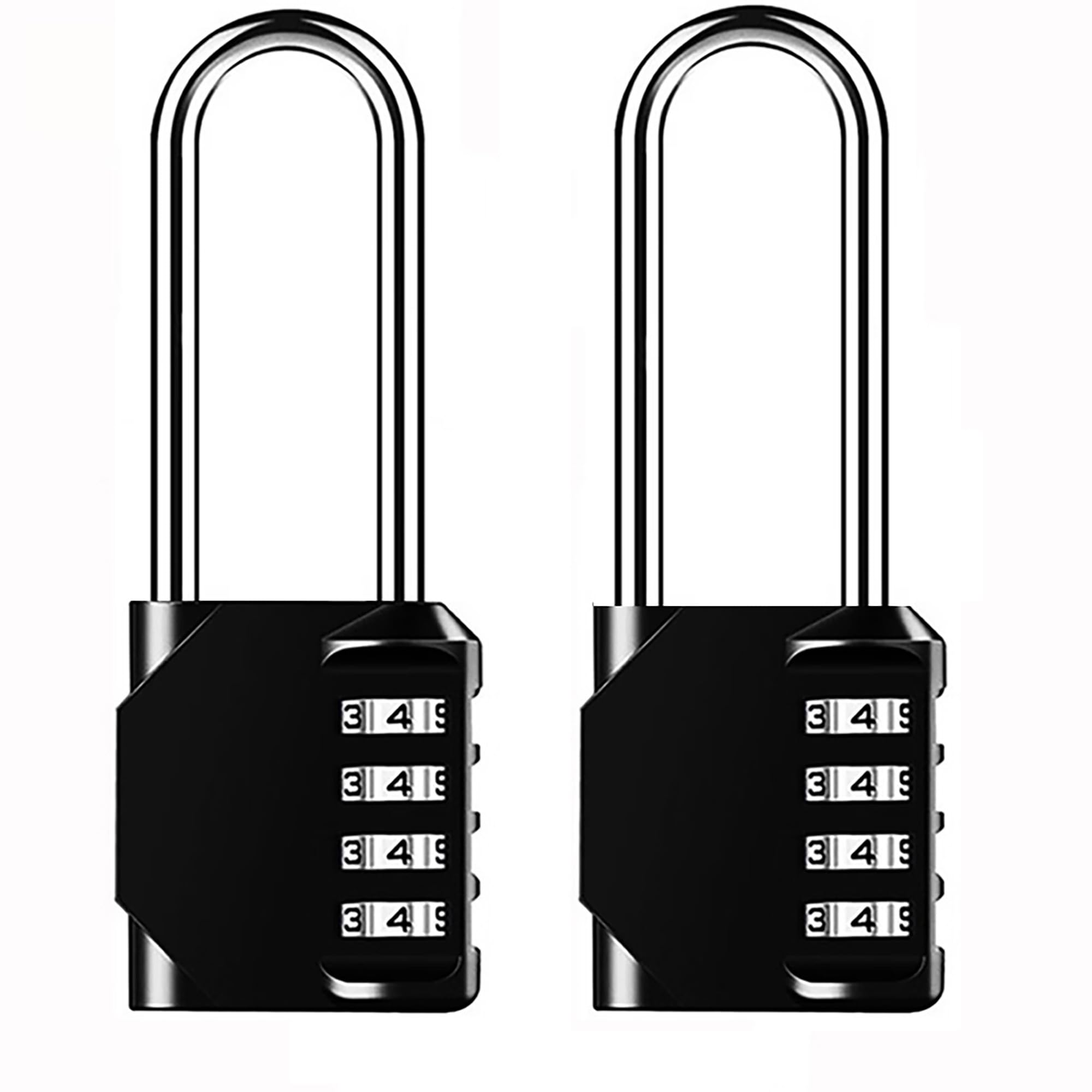 BTSYBT 2 Pack Long Shackle Combination Lock 4 Digit, Black Resettable ...