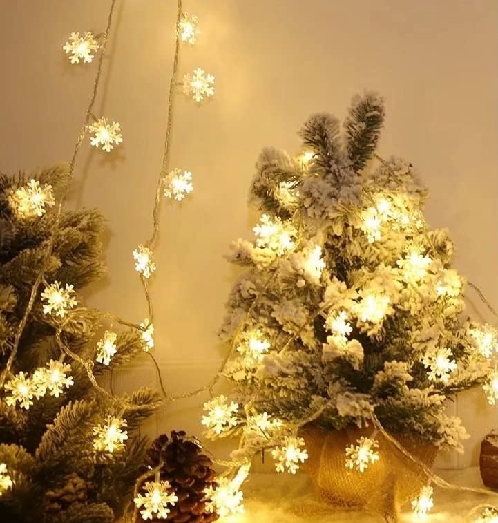 Snowflake String Lights, 3M 10ft 20 LED Snowflake String Lights with 2 ...