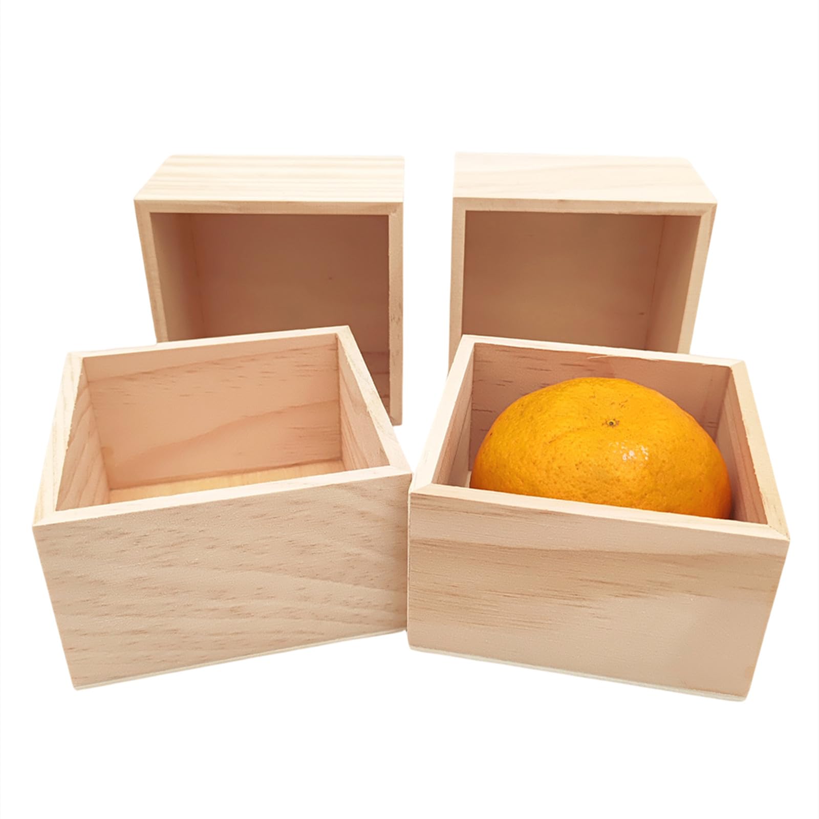 Anktily 4 Pack Unfinished Wooden Craft Storage Organiser Boxes, 10 x10 ...