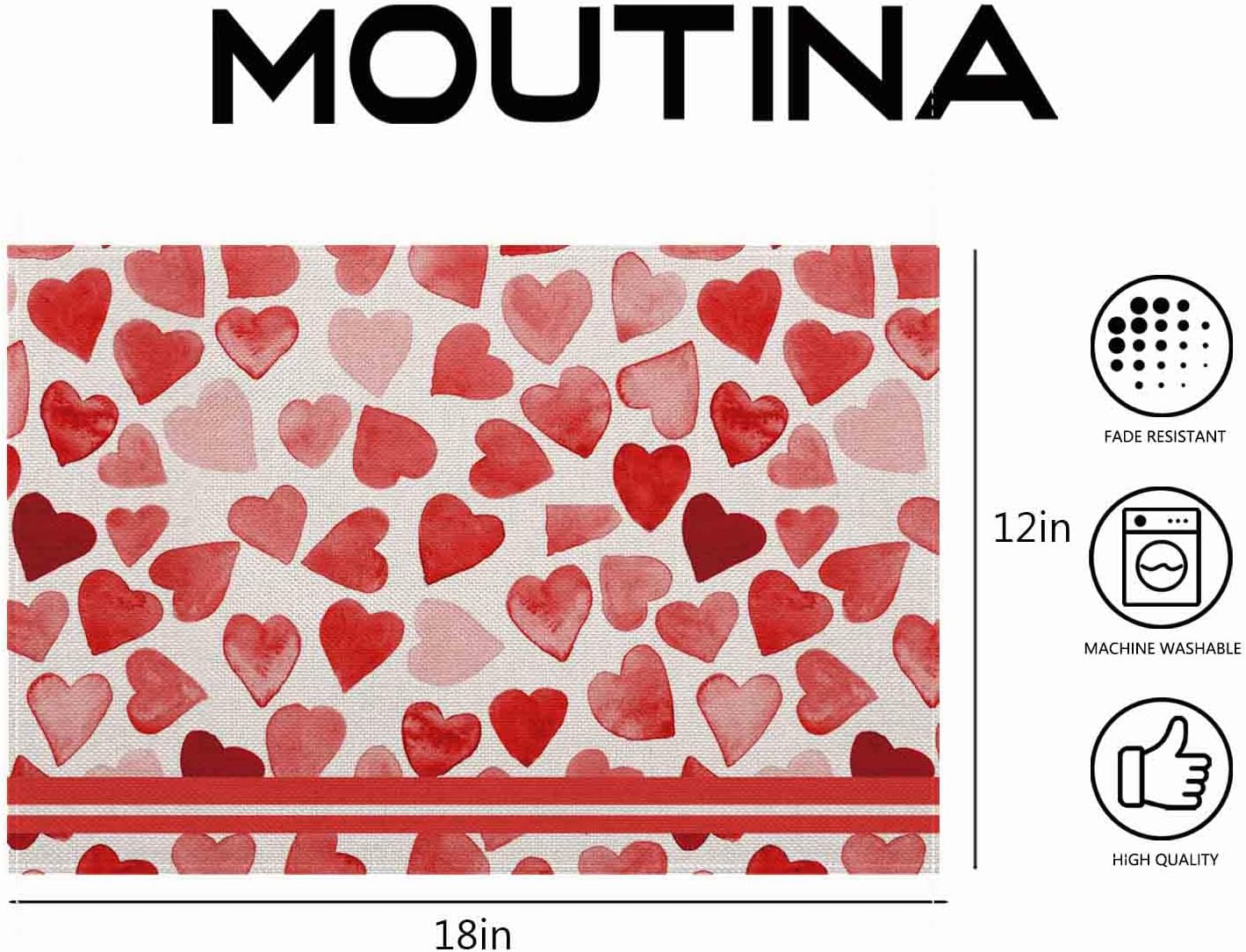 Moutina Juego de 4 manteles individuales para el día de San Valentín ...