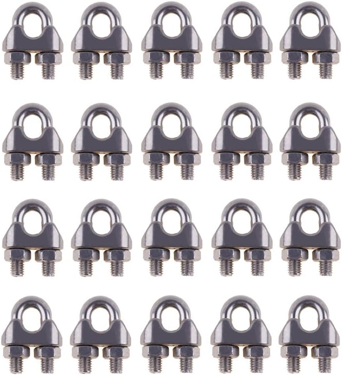 Eowpower 20 Pieces Stainless Steel M3 Wire Rope Cable Clip Clamp 3 mm ...