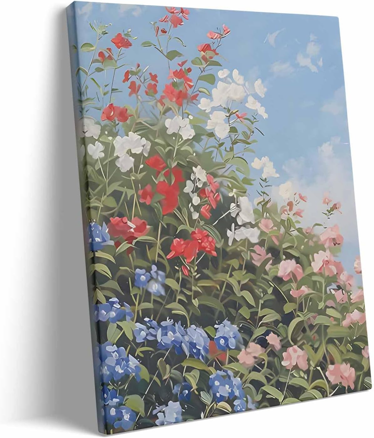 Amazon.com: Memorial Day Canvas Wall Art, Red White Blue Flower ...