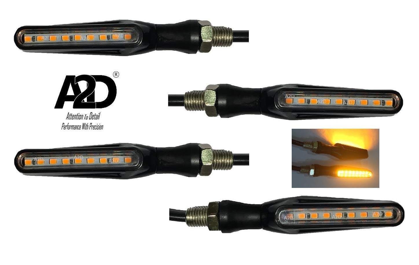 A2D Bike KTM Style Sleek Amber Super Bright LED Indicators Set of 4 For ...