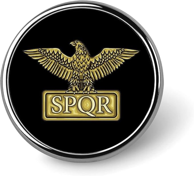 Golden Emblem SPQR Round Pin Badge Novelty Pins for Backpacks Metal ...