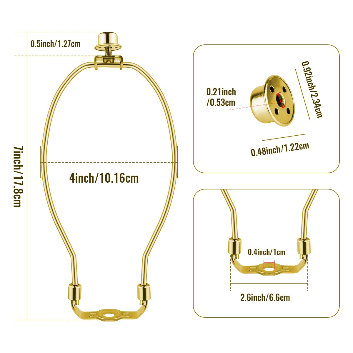 Snapklik.com : 2 Pcs 7Inch Lamp Shade Harp Holders Detachable Lamp ...