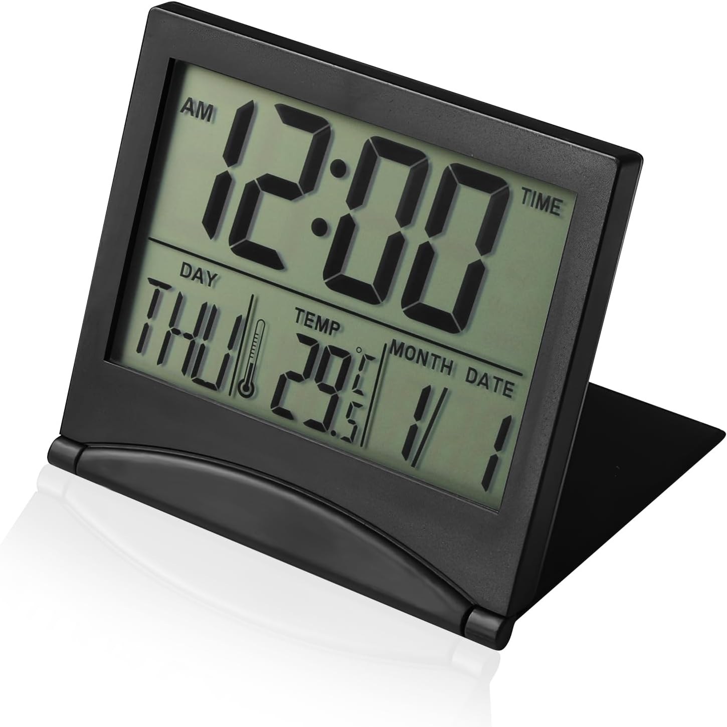 Bettinay Travel Alarm Clocks Battery Operated, Black Folding Small Desk ...