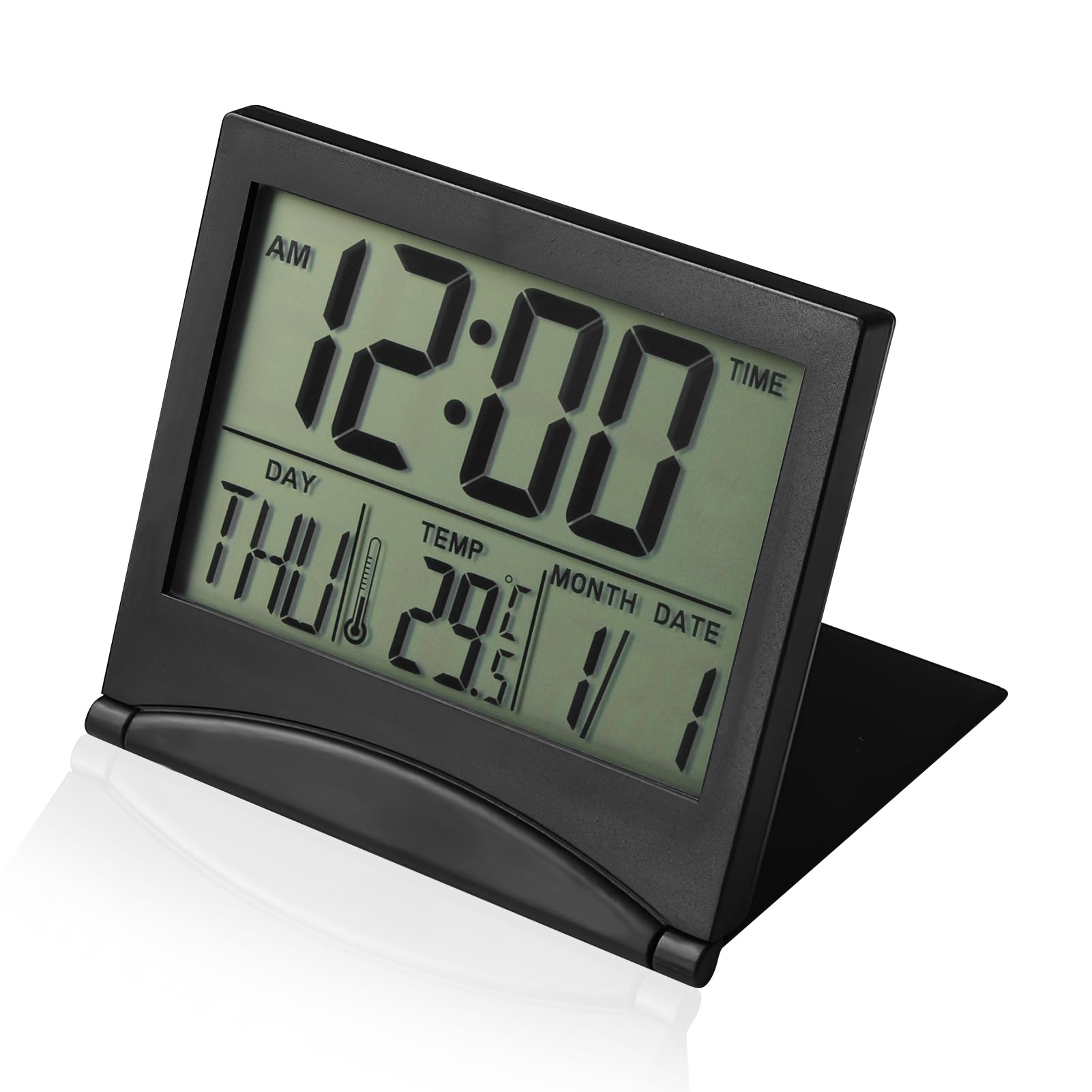 Digital Travel Alarm Clock with LCD Display, Foldable Desk Top Clock ...