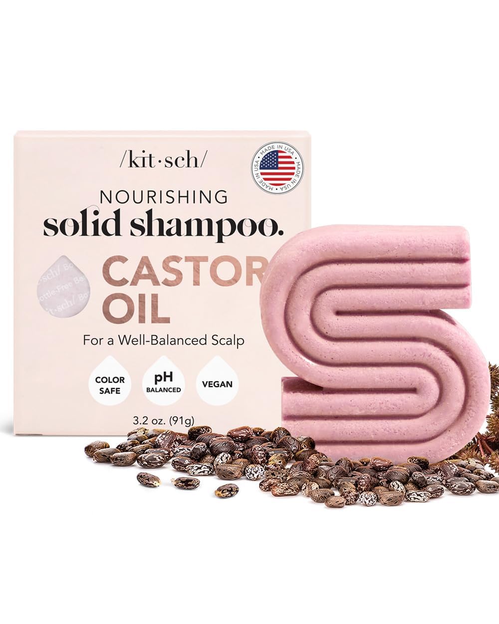 Amazon.com : Kitsch Castor Oil Shampoo Bar for Hair Growth,Hydrating ...