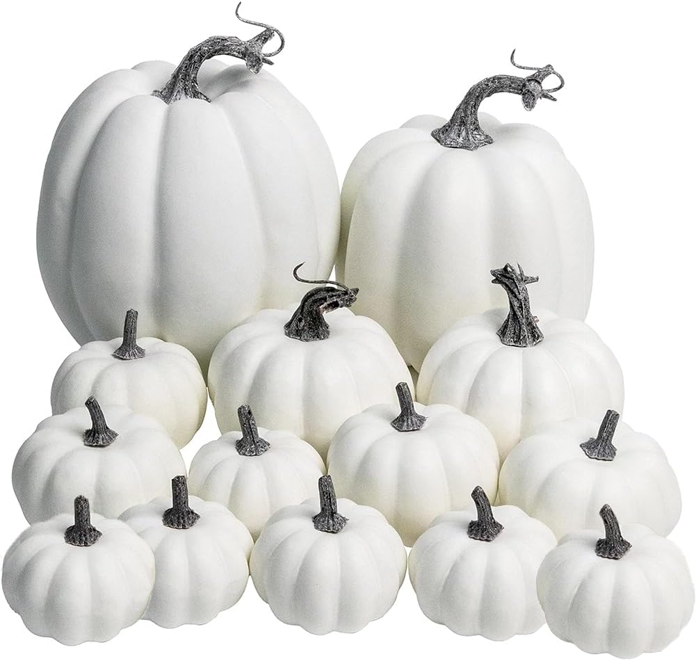 Amazon.com: Dandat 4 Pcs Halloween Thanksgiving 8.5 in Large White Foam ...