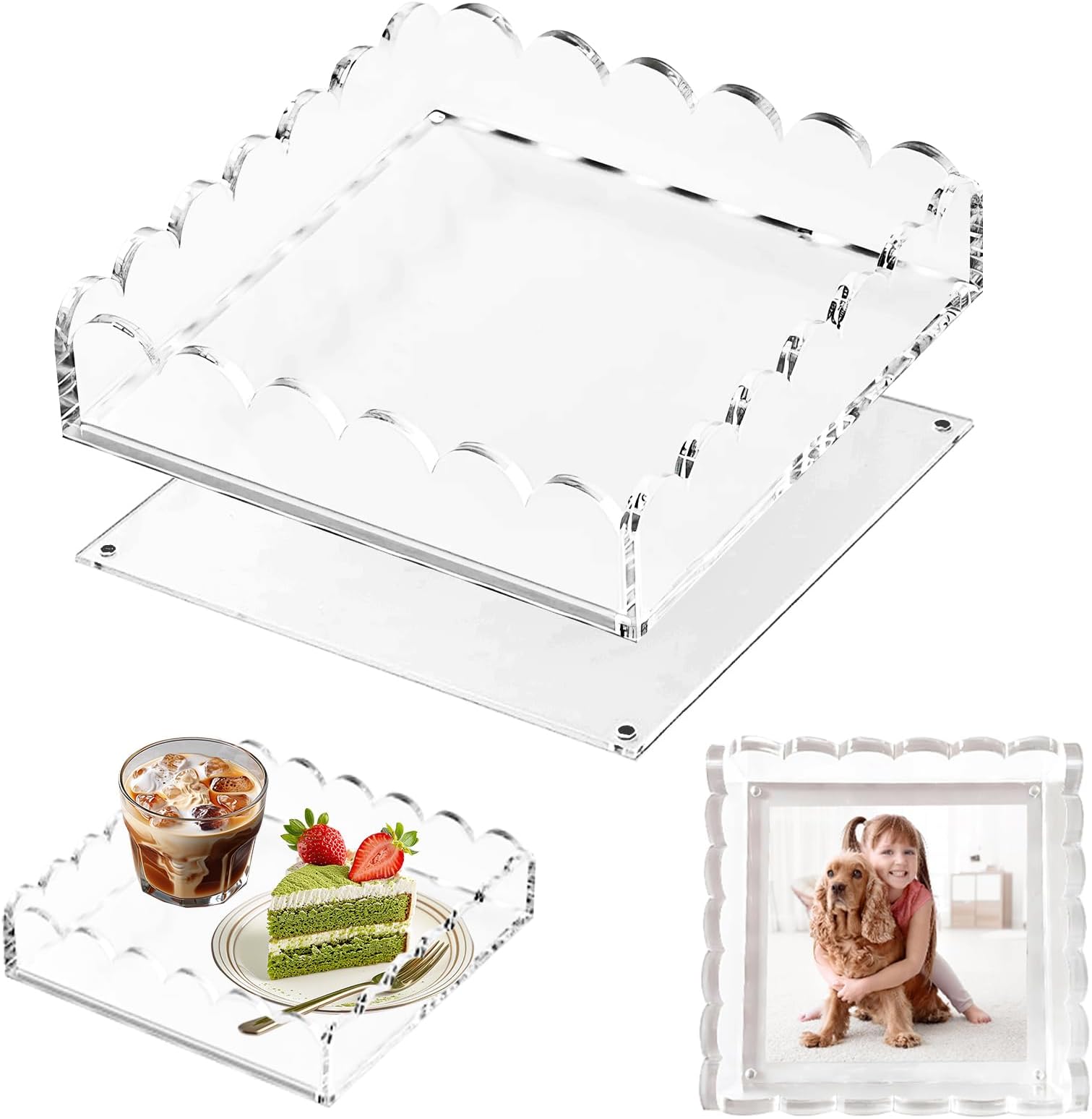 Amazon.com: GRAHAM DESIGN Acrylic Scalloped Tray with Magnetic Mat ...