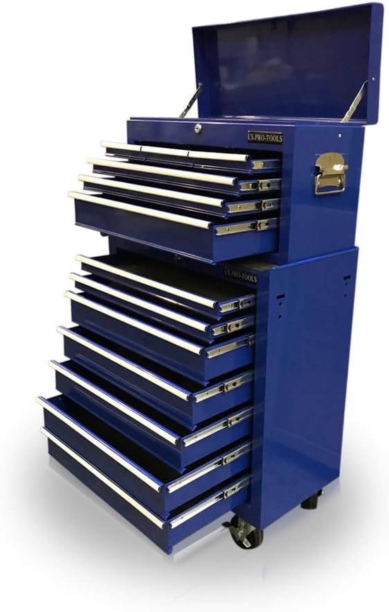 US PRO Mechanics Steel Chest Tool Box Roller Cabinet 13 Drawers … (blue ...