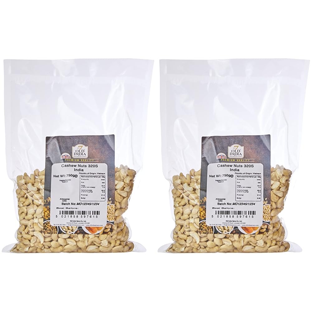 Old India Cashew Nuts 320S India 750g (Pack of 2) : Amazon.co.uk: Grocery