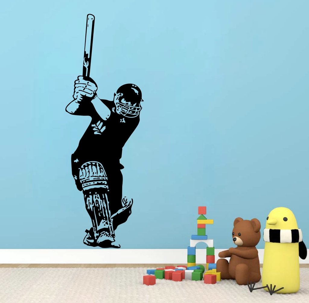 Buy |Creatick Studio| Wall Sticker (Cricket Playing ,PVC Vinyl 52CM X ...