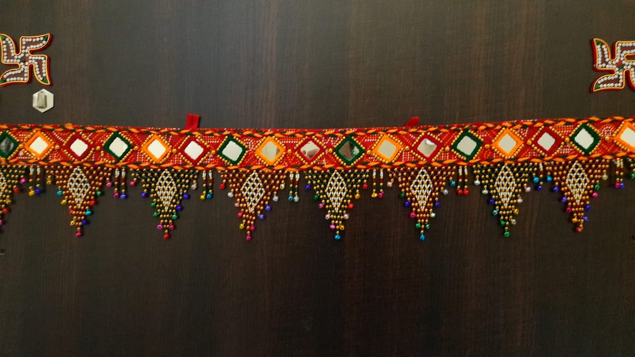 Buy Izone Store Multicolor Moti Kutchi Velvet Toran for Main Door Size ...